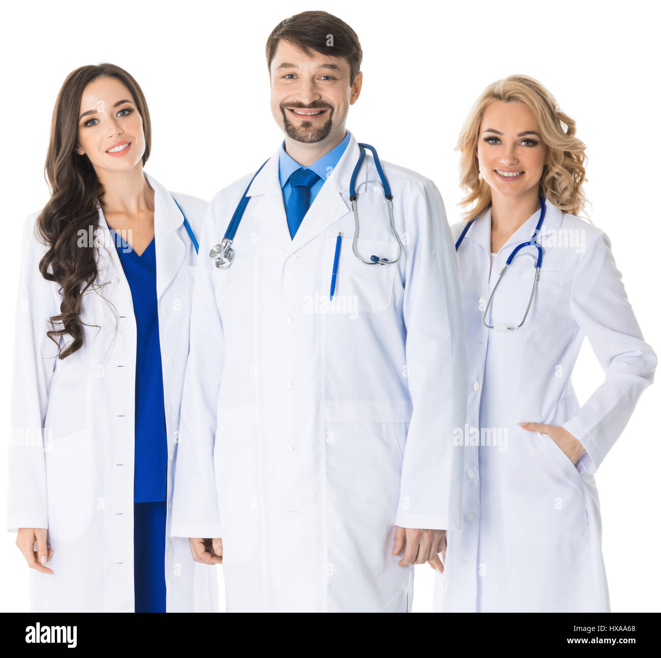 Medical doctors group isolated on white background Stock Photo - Alamy