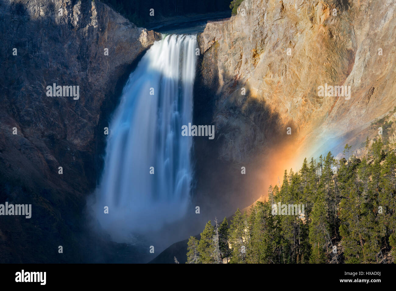 Lower Falls of the Yellowstone River. with rainbow. Yellowstone ...