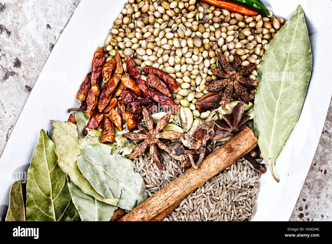 Spices - a selection of different spice in a spice box - combination of ...