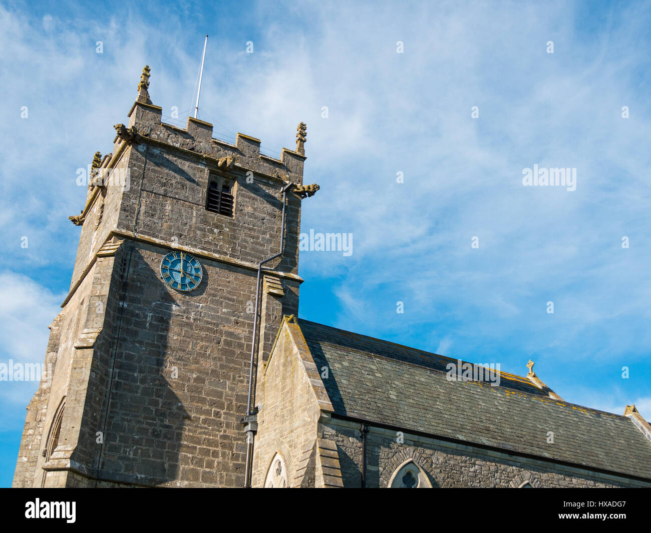 The historic St Edward's Church in Corfe Castle village, Corfe Castle ...