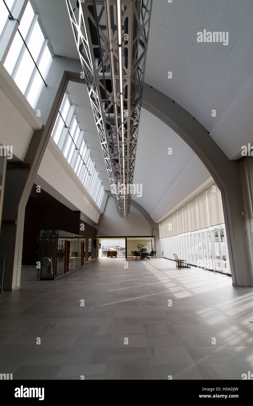 The airy interior of the De Ploeg factory, designed by Gerrit Rietveld ...