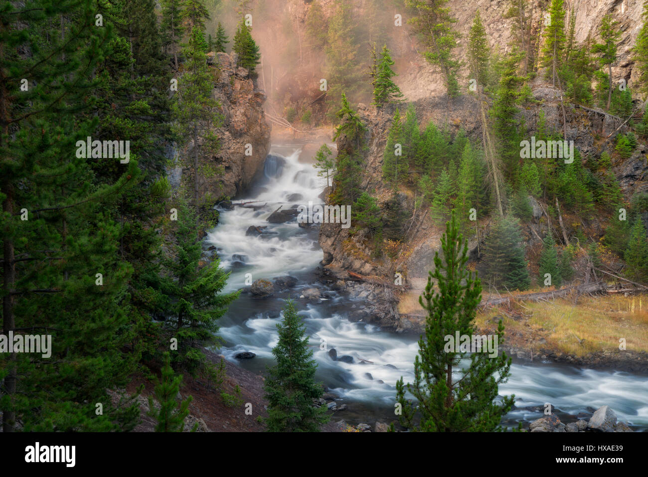 Firehole Falls. Yellowstone National Park, Wyoming Stock Photo - Alamy
