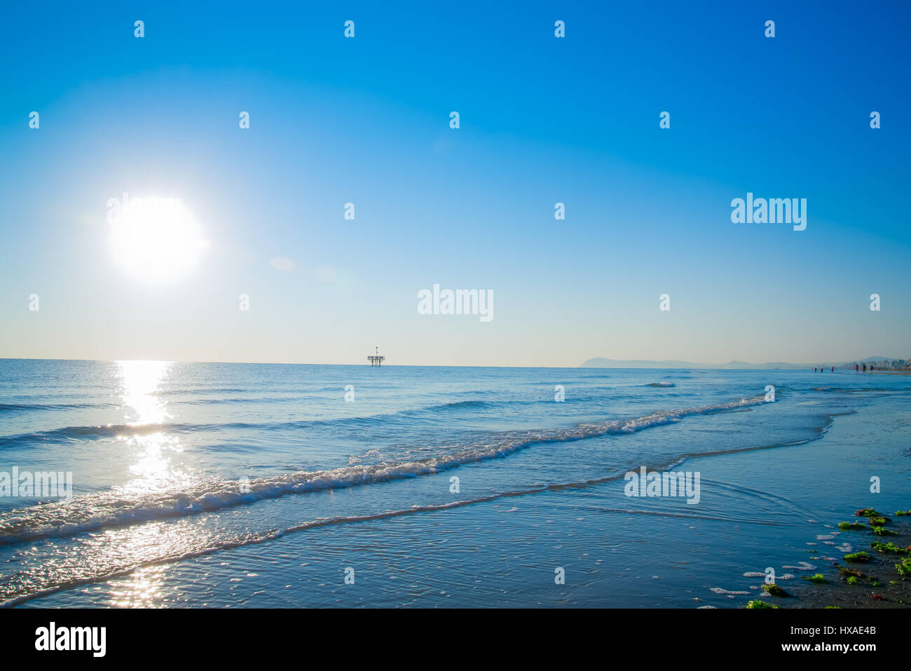 sunset on the beach in Rimini Italy Europe Stock Photo - Alamy