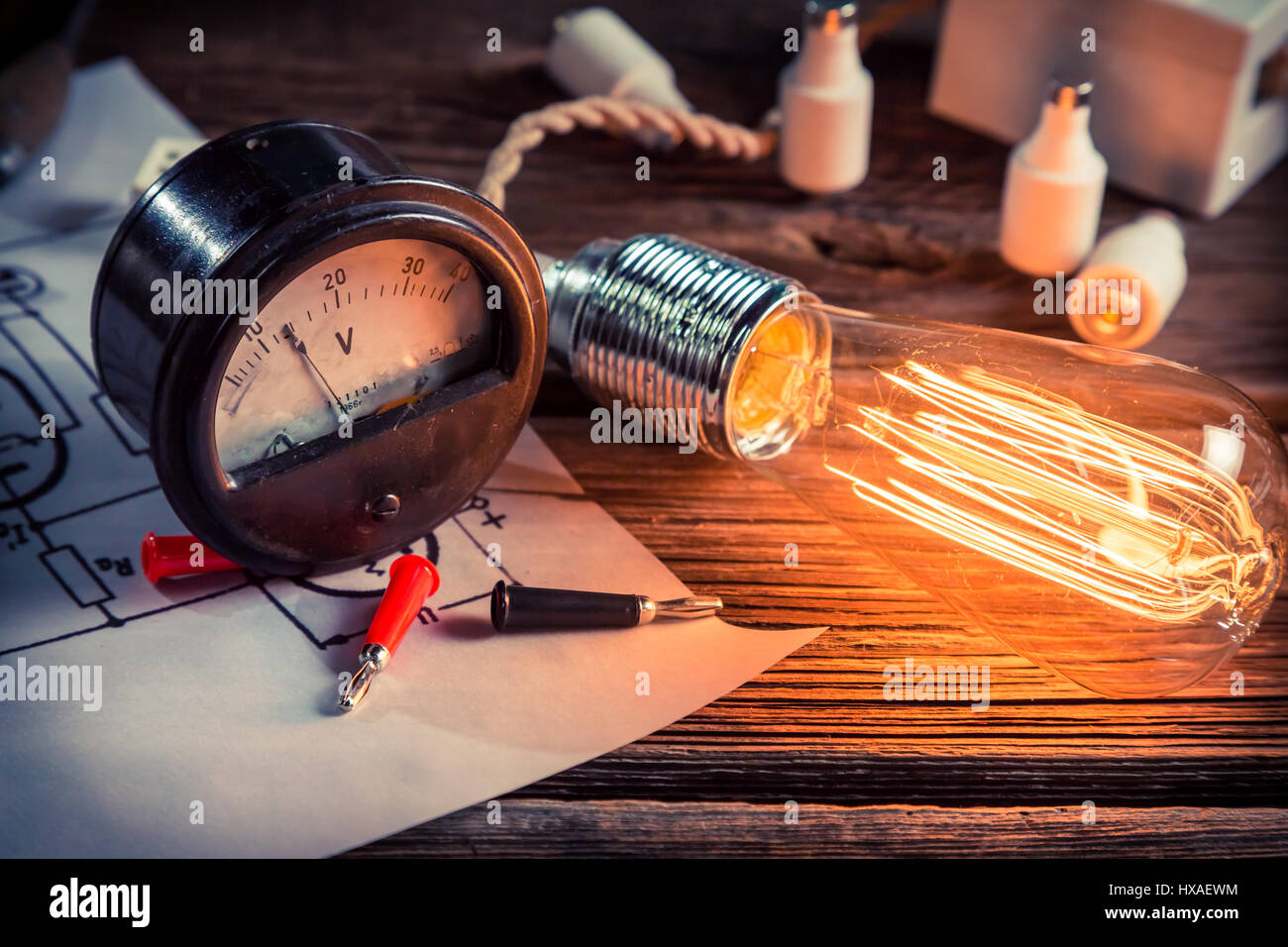Study of electric current in the physics laboratory Stock Photo - Alamy