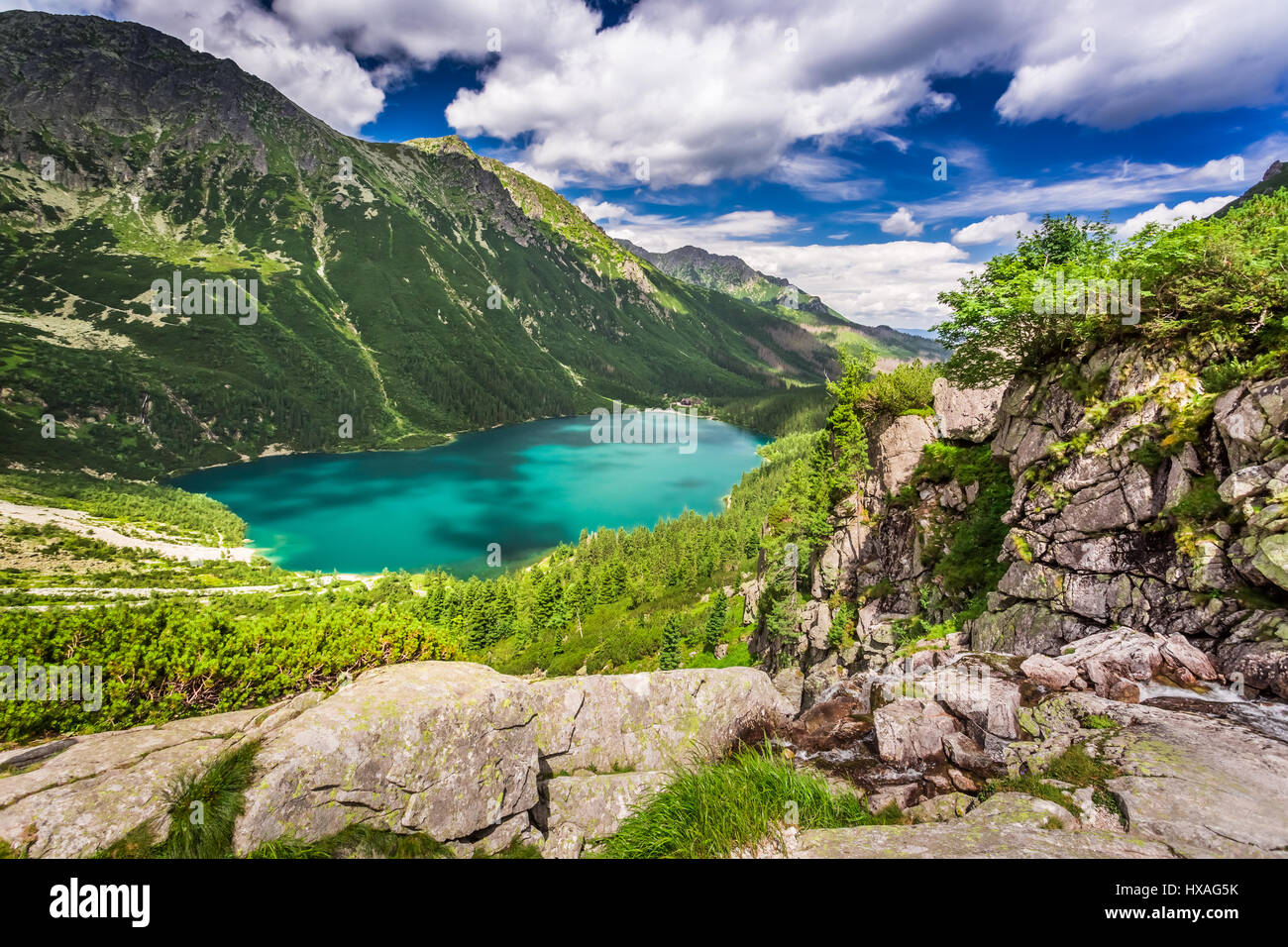 Wonderful lake in the mountains at sunrise Stock Photo - Alamy
