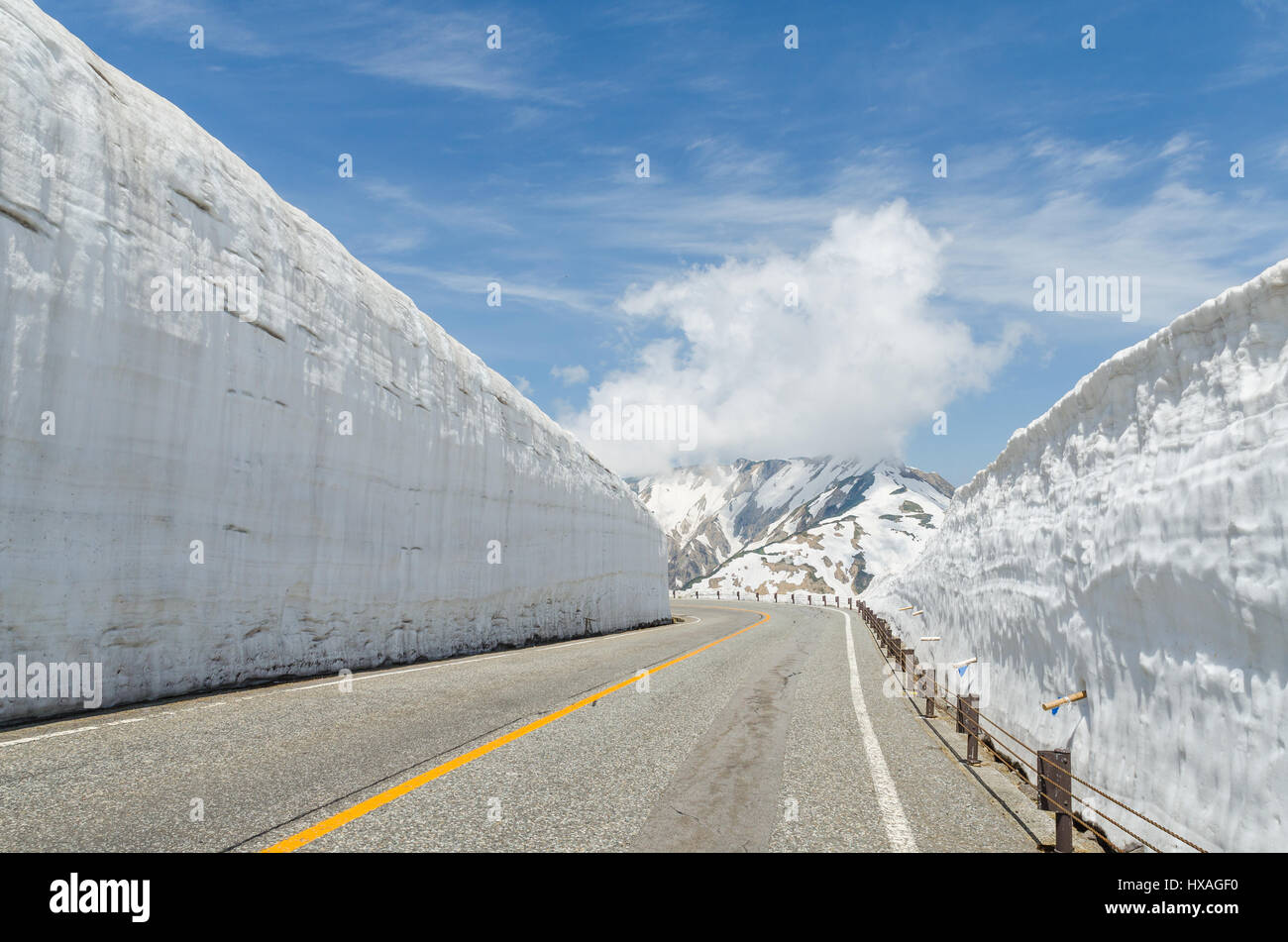Clearing Snow On Canyon Road In Japan