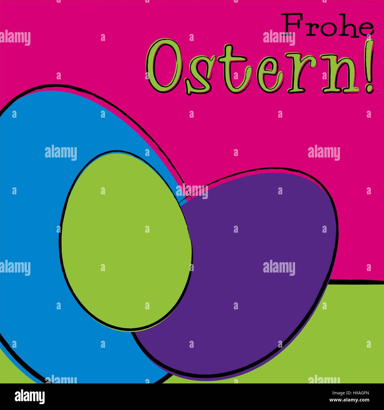 Hand drawn Easter egg card in vector format. Words translate to "Happy ...