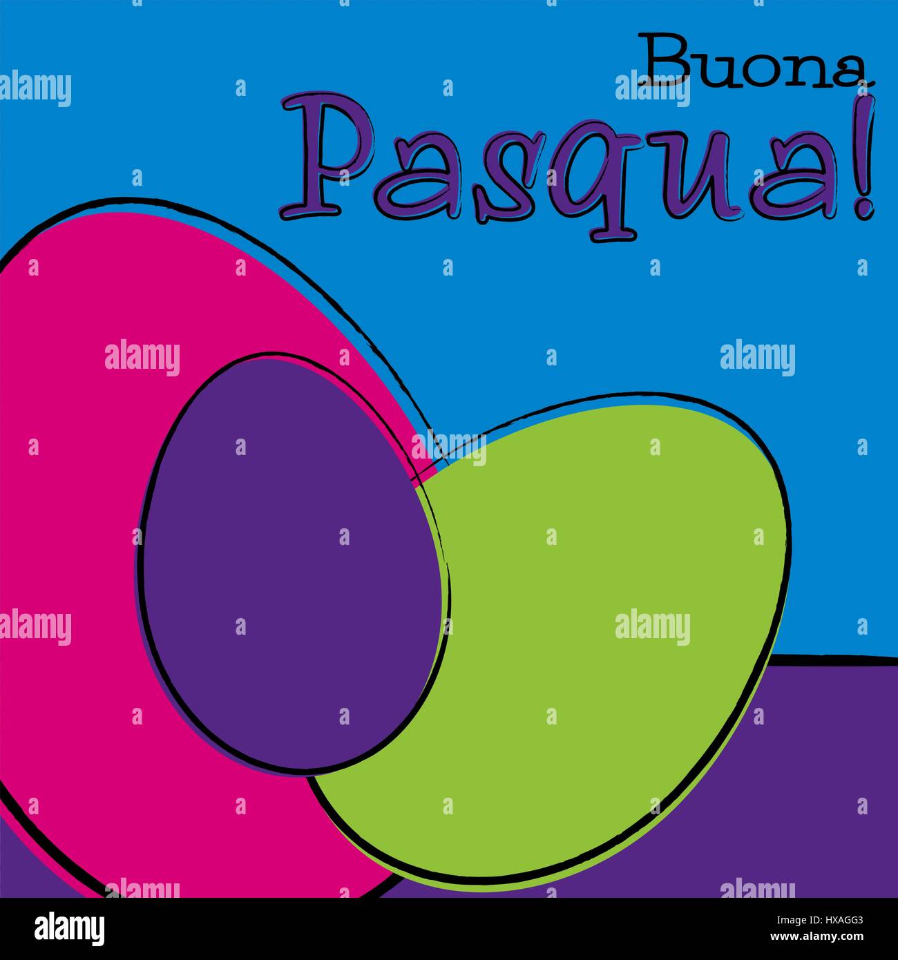 Hand drawn Easter egg card in vector format. Words translate to "Happy ...