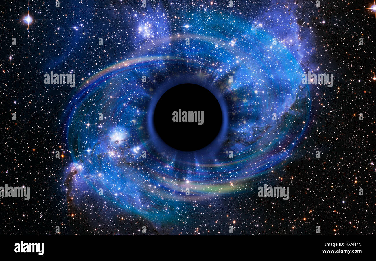 Stars are collapsing in a deep black hole, attracted by the huge ...