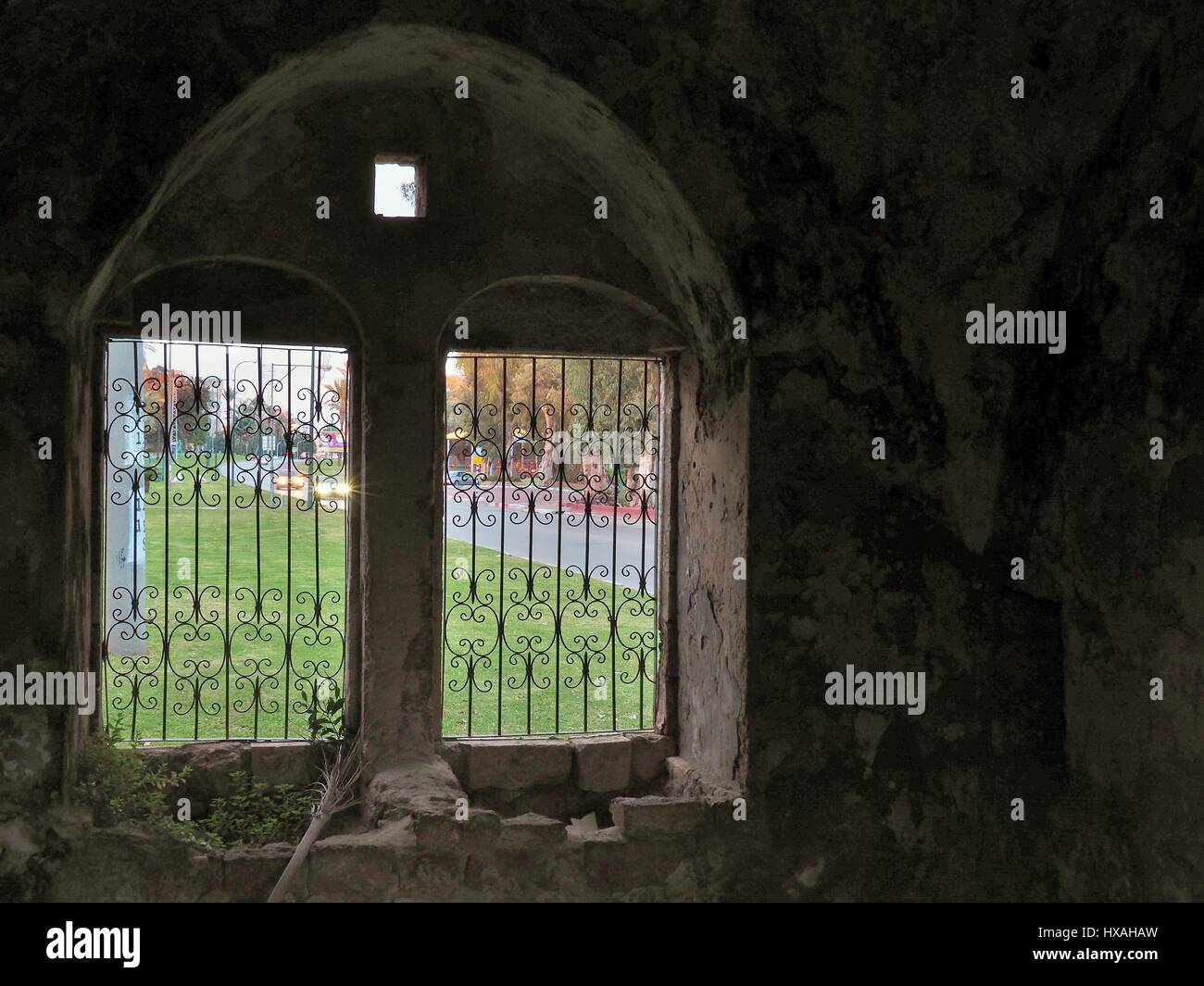 Looking out side of an old house window Stock Photo - Alamy