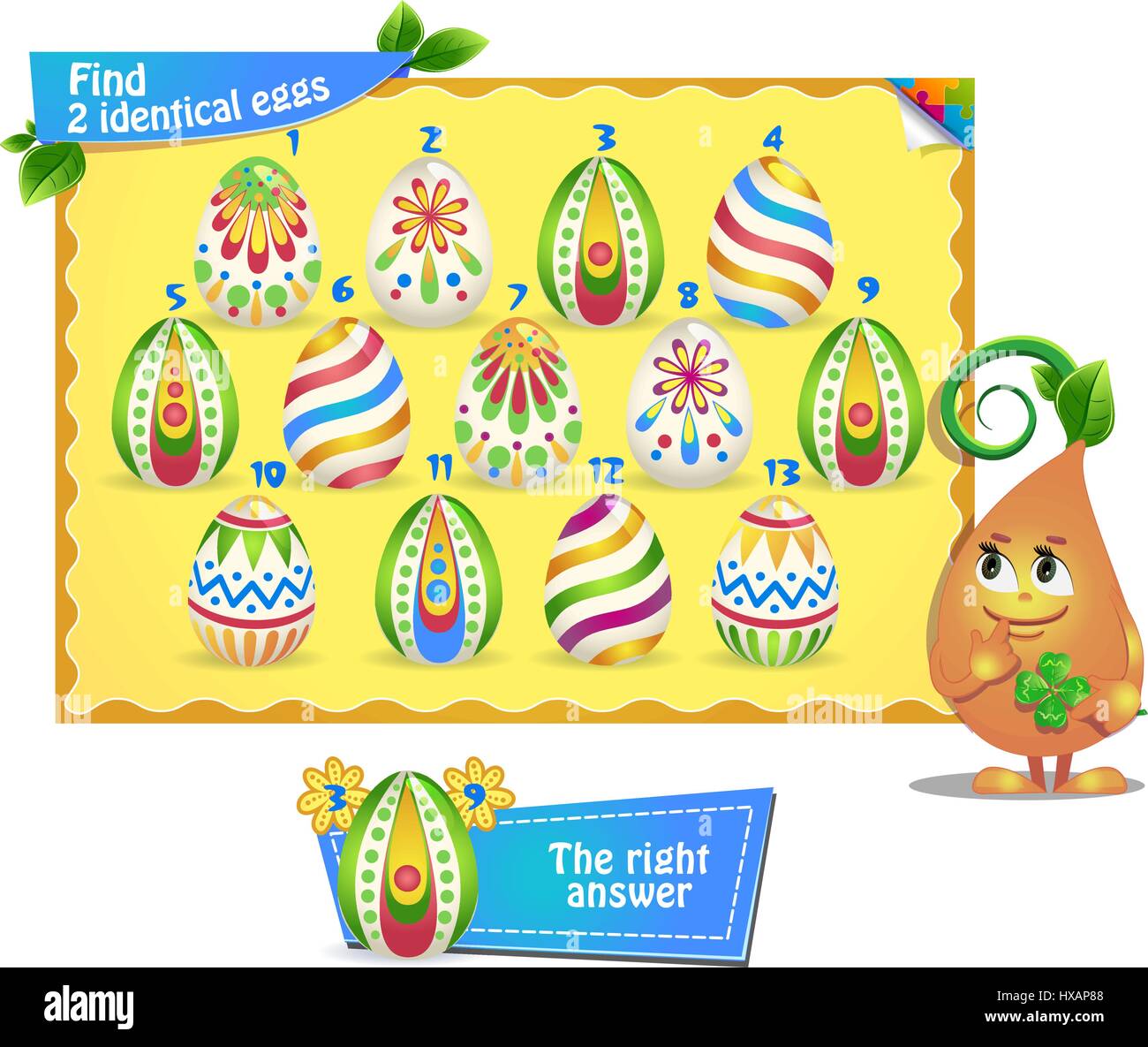 visual game for children and adults. Find 2 identical eggs Stock Vector ...