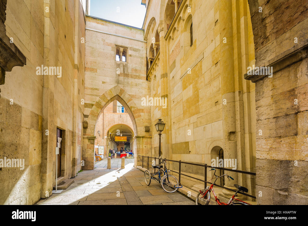 ancient buildings on street of Modena in Italy Stock Photo - Alamy