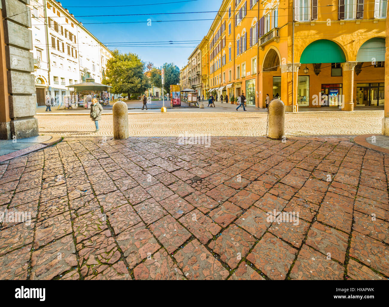 ancient buildings on street of Modena in Italy Stock Photo - Alamy
