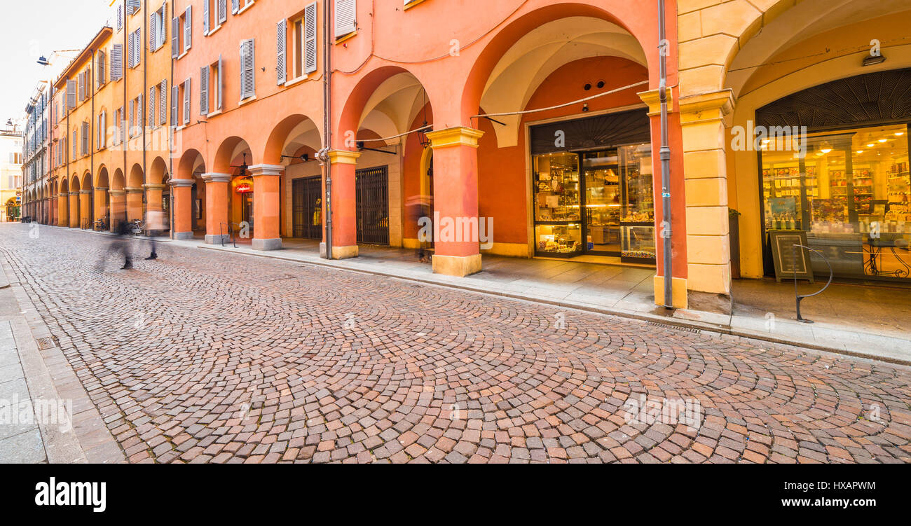 ancient buildings on street of Modena in Italy Stock Photo - Alamy