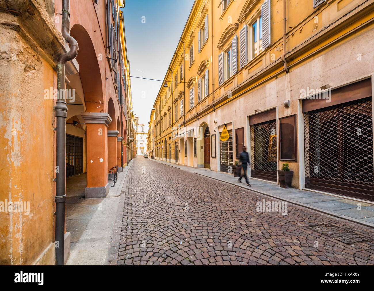 ancient buildings on street of Modena in Italy Stock Photo - Alamy