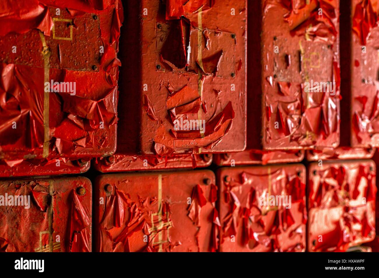 Colorful rusty fuse box close up Stock Photo - Alamy