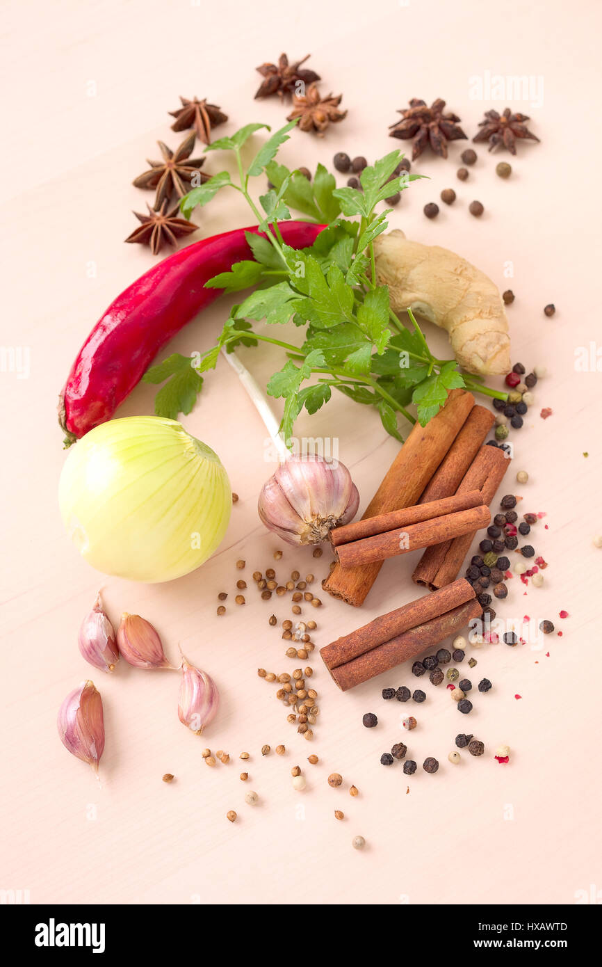 Healthy spices and vegetable Stock Photo - Alamy