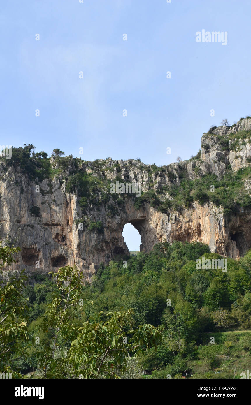 Rock formation shaped like a window along the Amalfi Coast Stock Photo ...