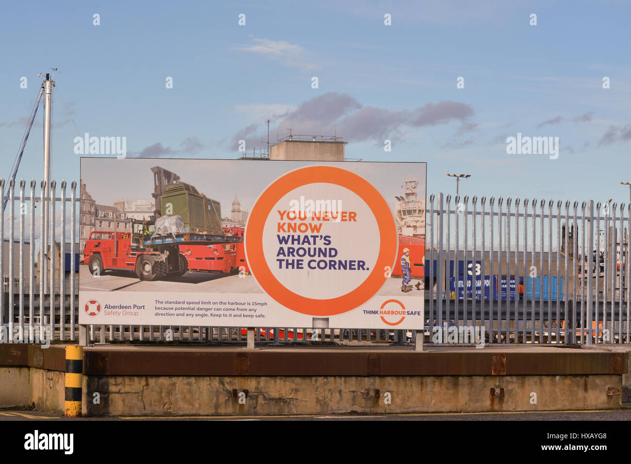 Aberdeen Port Harbour Safety Group speed limit sign, Aberdeen, Scotland ...