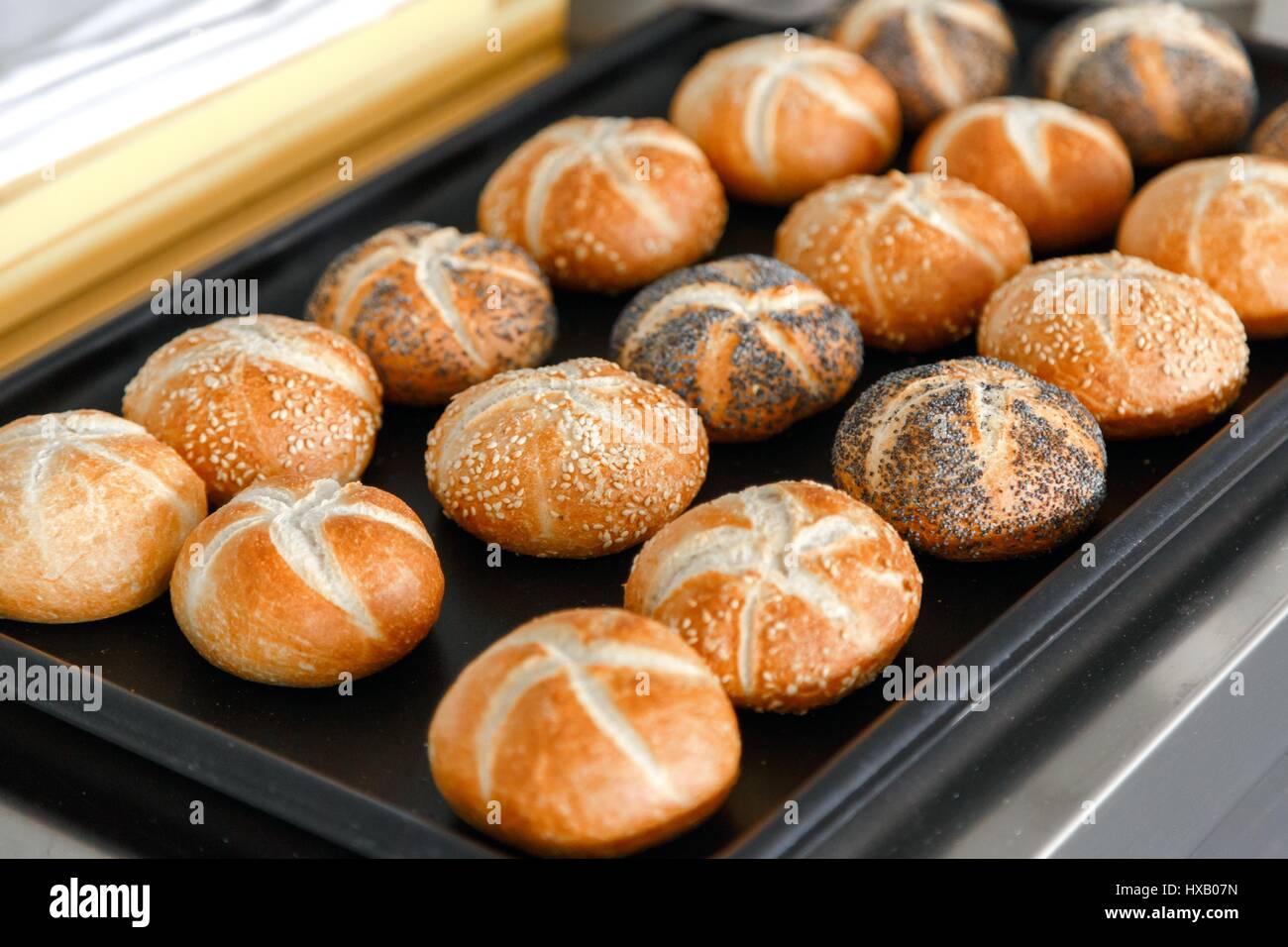 Freshly baked buns in the kitchen Stock Photo - Alamy