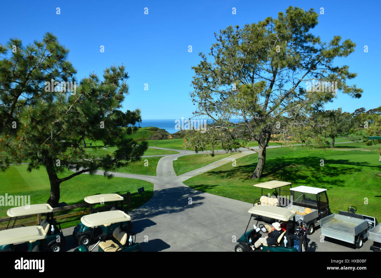 Golf Course with ocean in background Stock Photo - Alamy