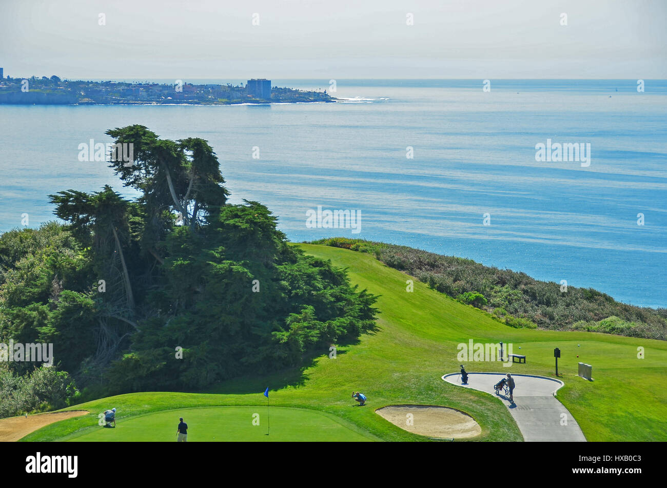Golf Course with ocean in background Stock Photo - Alamy