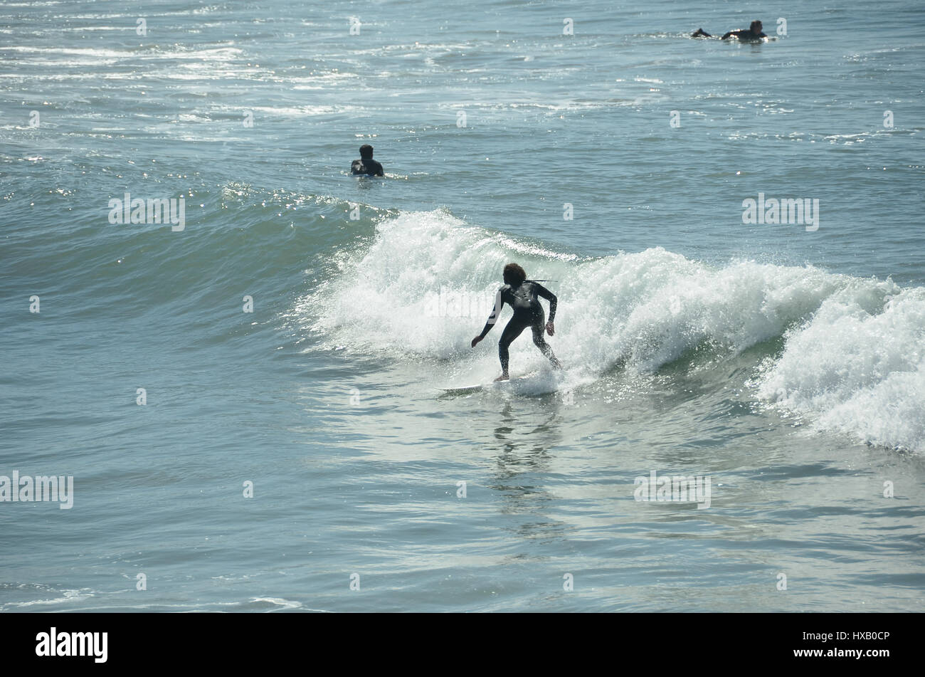 Surfing The Curl in Southern California Stock Photo - Alamy