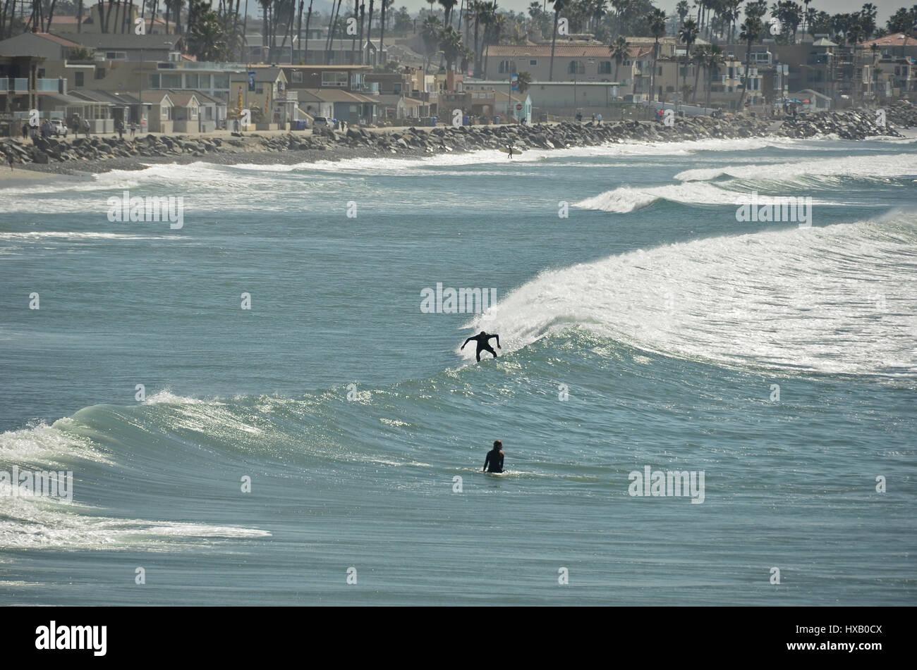 Surfing The Curl in Southern California Stock Photo - Alamy