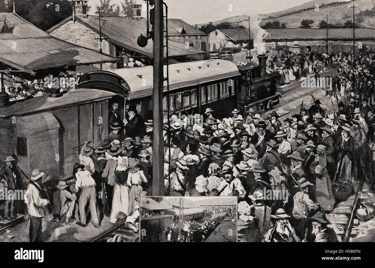 President Kruger and Officials leaving Pretoria by special train upon ...