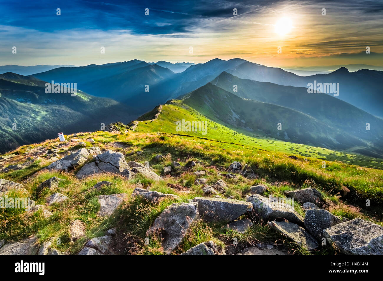 Wonderful sunset in mountains in summer in Poland Stock Photo - Alamy