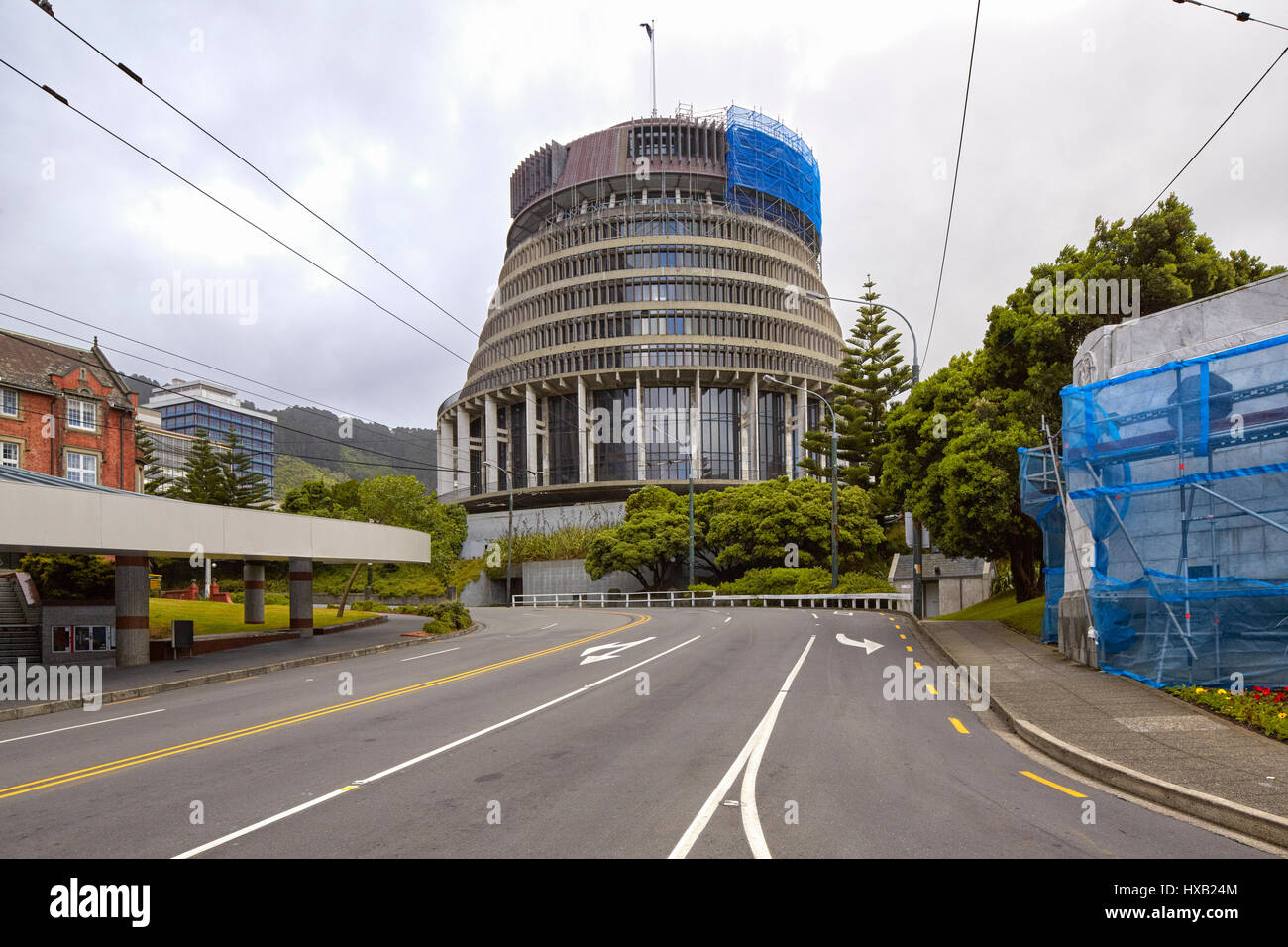 Parliament building (beehive), Wellington, New Zealand Stock Photo - Alamy