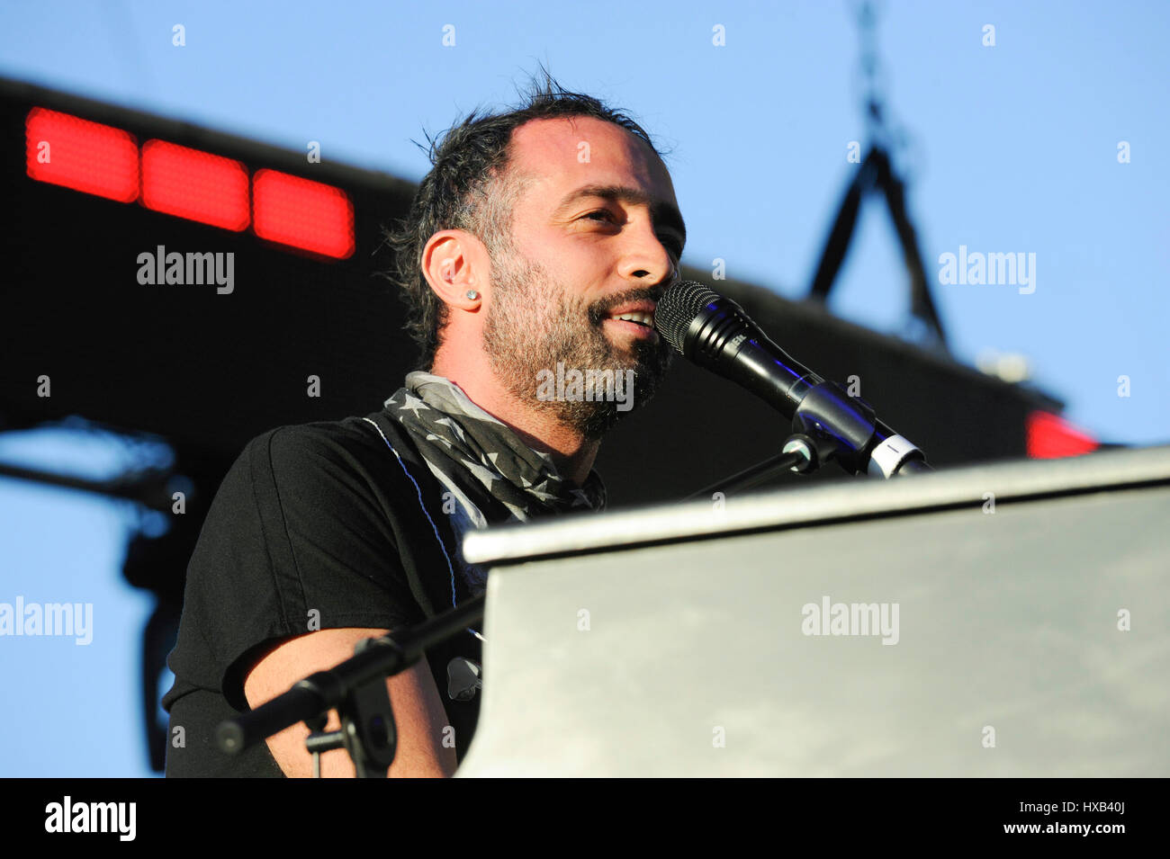 Musician Mario Domm of Camila performs during Univision Radio's 2014 ...