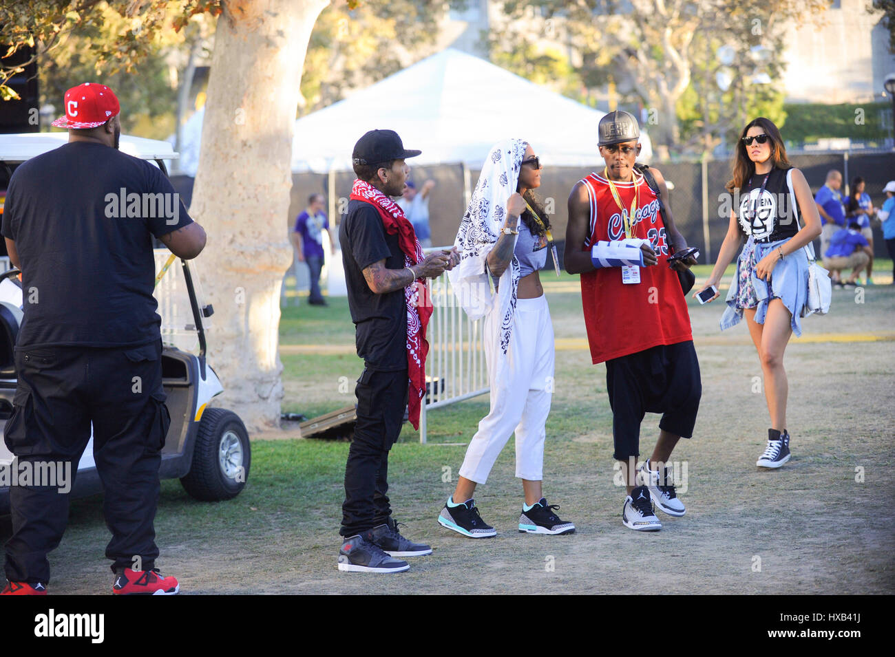 Kid Ink backstage with girlfriend during Univision Radio's 2014 Uforia ...