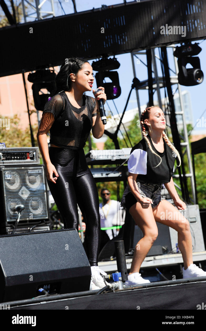 Singer Becky G performs on stage during Univision Radio's 2014 Uforia ...