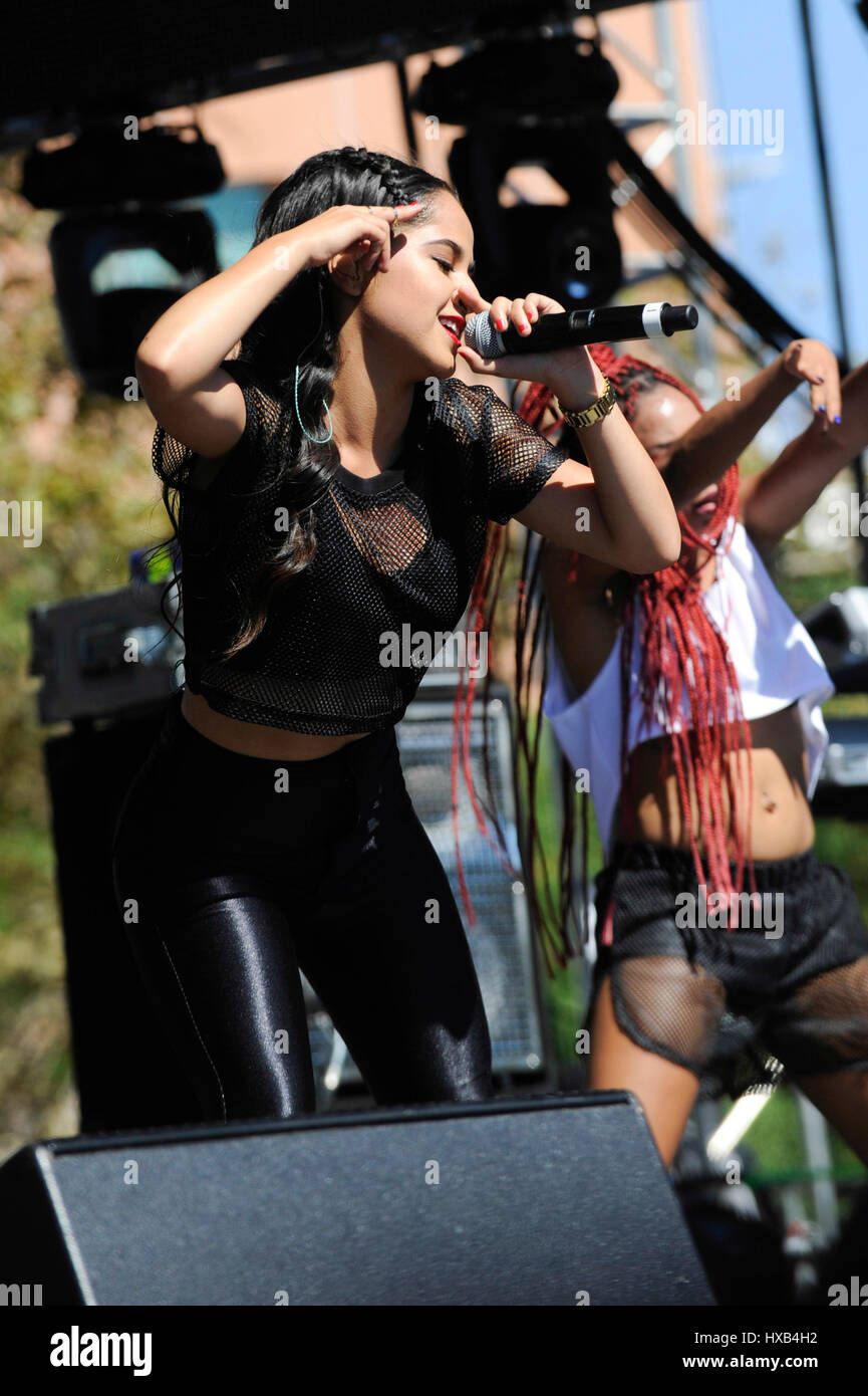 Singer Becky G performs on stage during Univision Radio's 2014 Uforia ...
