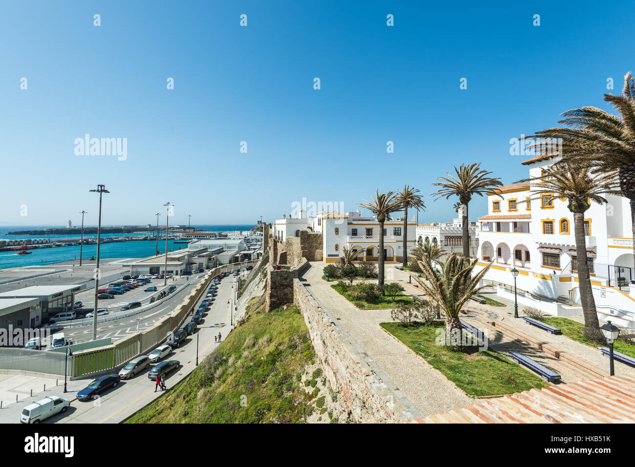 Port in Tarifa leading to Morroco,Spain Stock Photo - Alamy