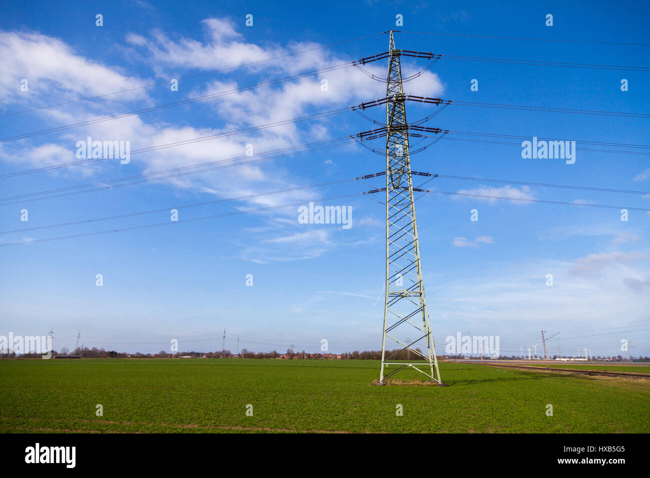 electricity transmission tower on a power house Stock Photo - Alamy