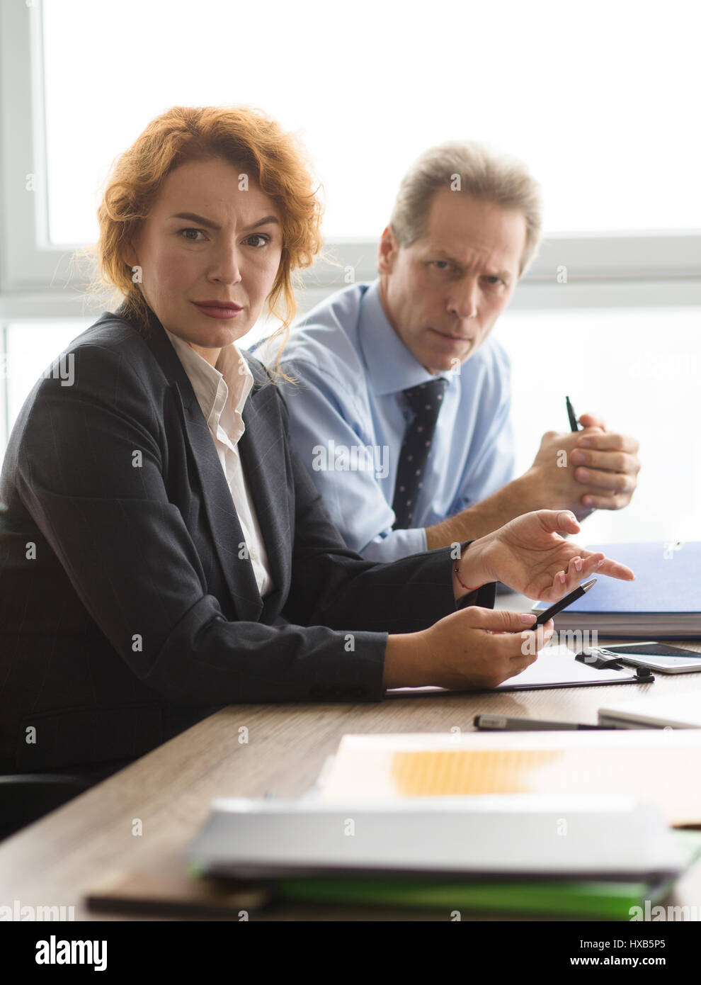 Interview stress woman hi-res stock photography and images - Alamy