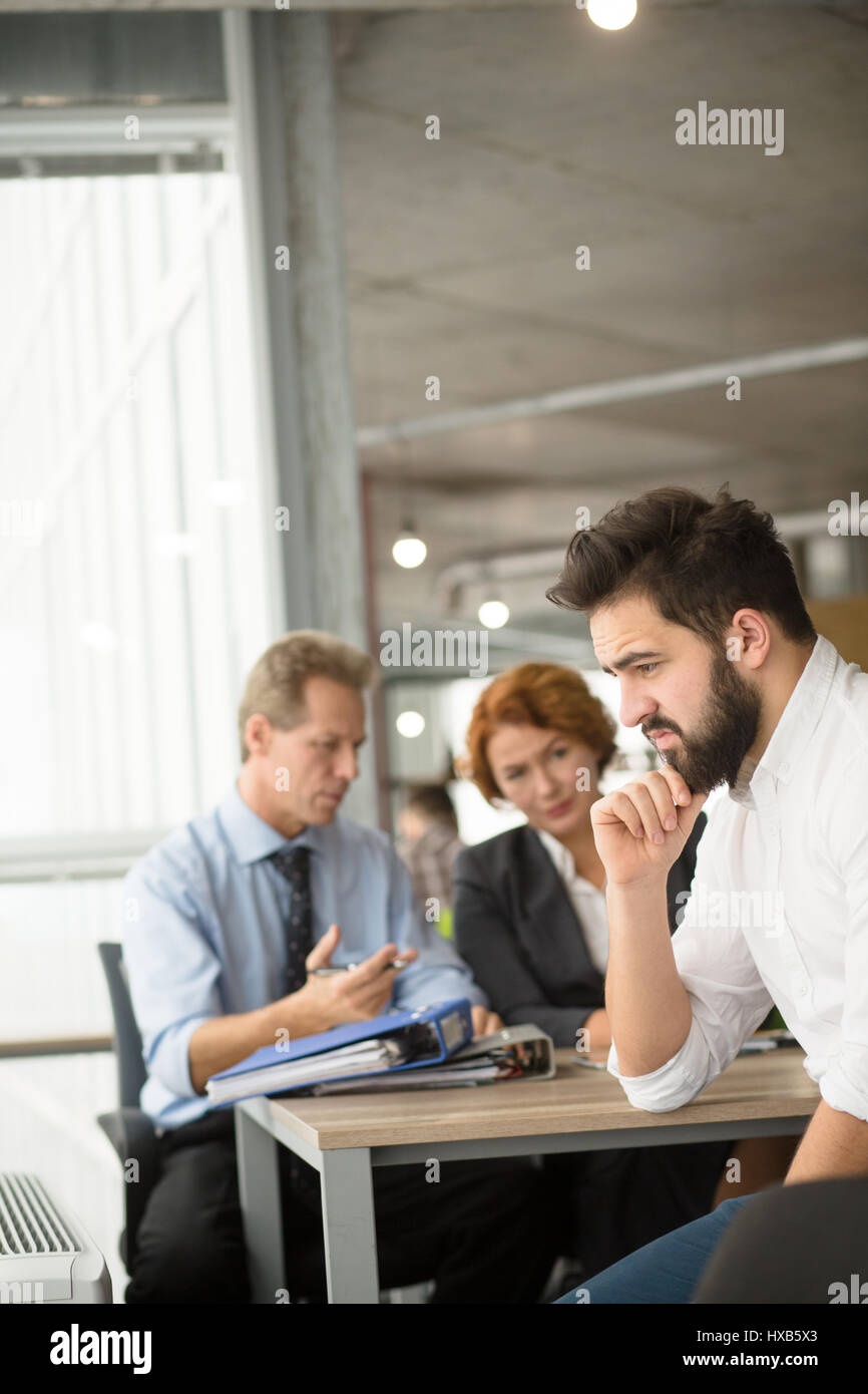 Young student failed interview in office Stock Photo - Alamy