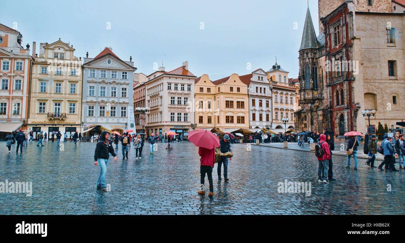 Famous Old Town Square in the city of Prague - PRAGUE / CZECH REPUBLIC ...