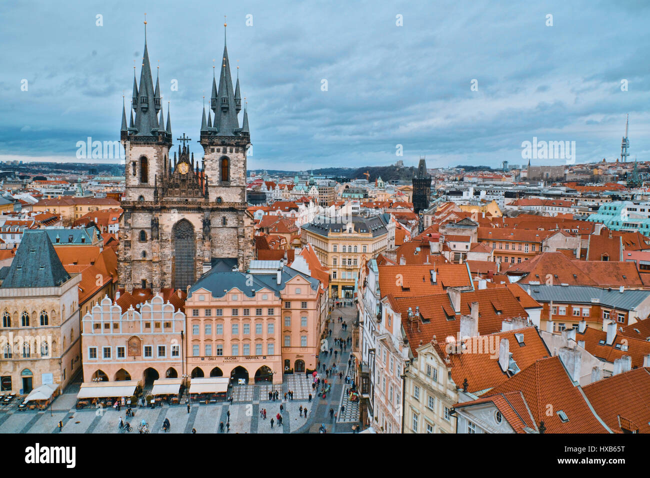 Beautiful city of Prague- aerial view from Old Town Square Stock Photo ...