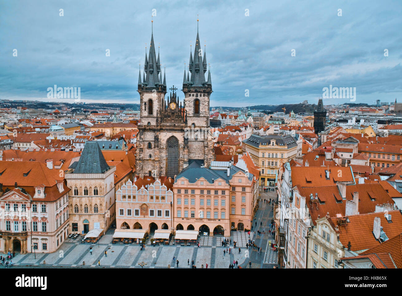 Beautiful city of Prague- aerial view from Old Town Square Stock Photo ...
