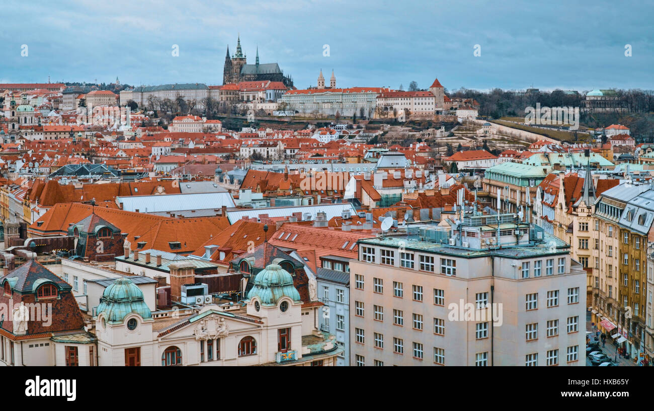 Prague Castle - aerial view from Old Town Square Stock Photo - Alamy