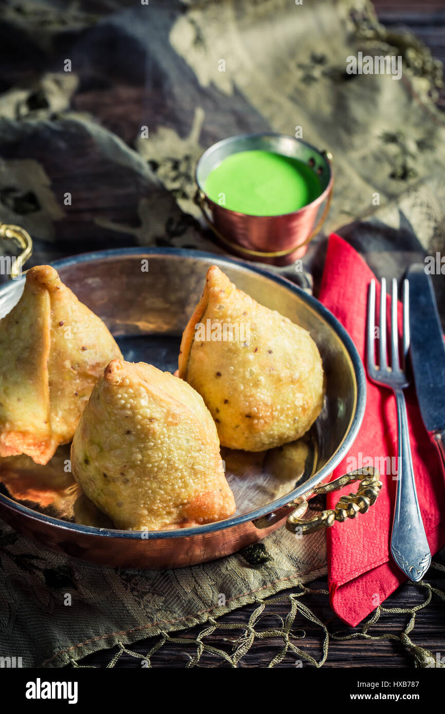 Samosa on green hi-res stock photography and images - Alamy