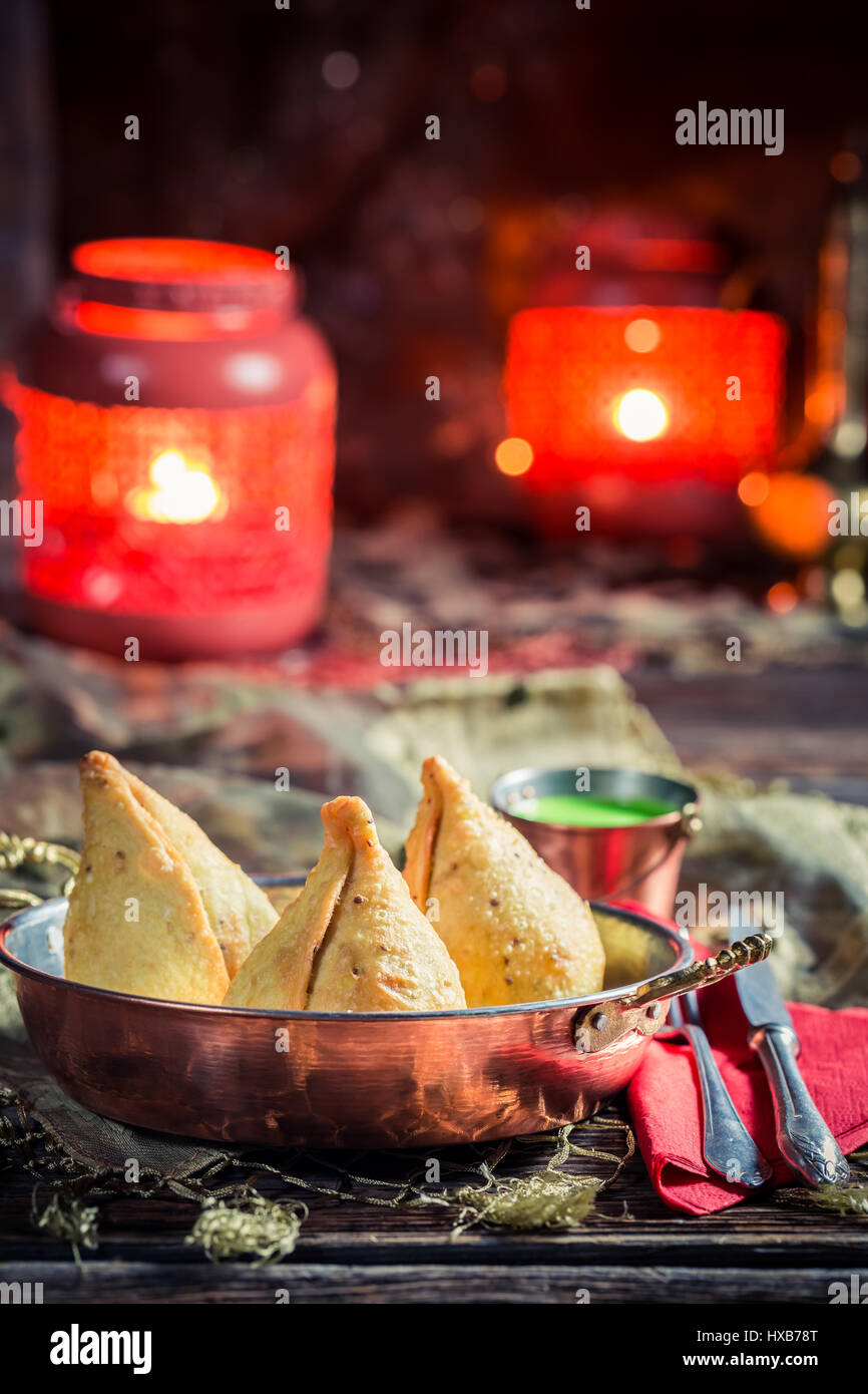 Samosa on green hi-res stock photography and images - Alamy