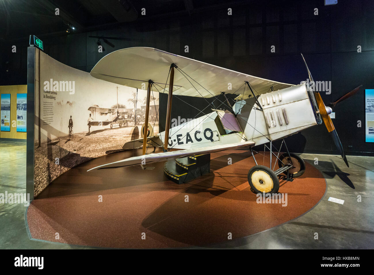 A replica of Bert Hinkler's Avro Baby aircraft in the Hinkler Hall of ...