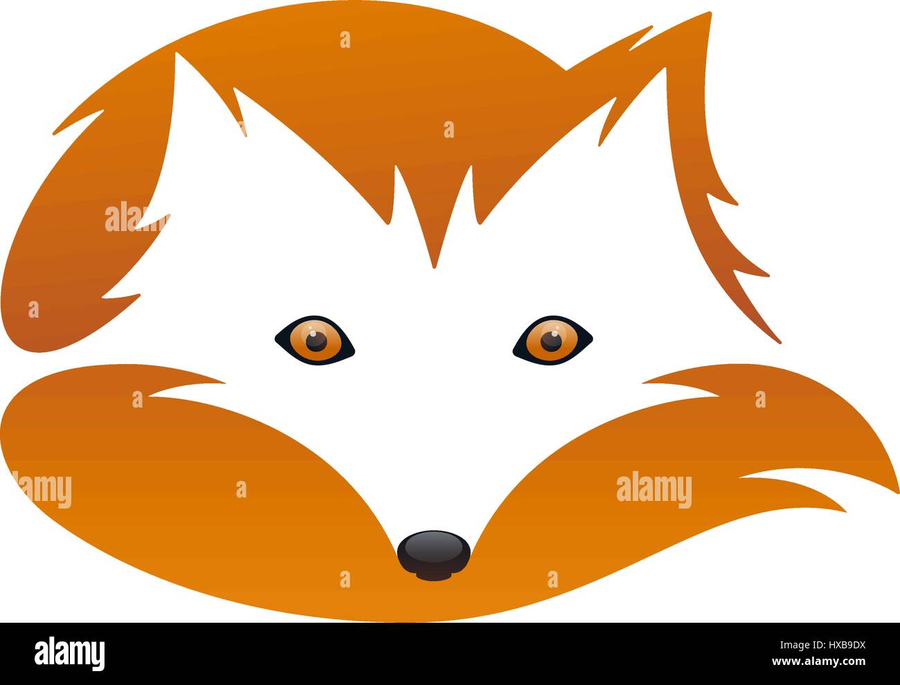 Design of red fox and tail with negative space on white background ...