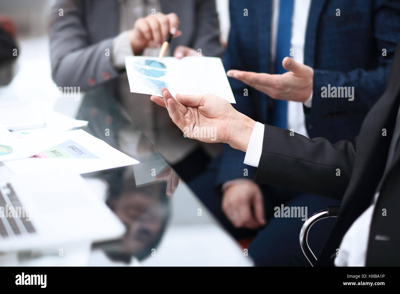 A group of successful businessmen. Discussion of the important contract ...