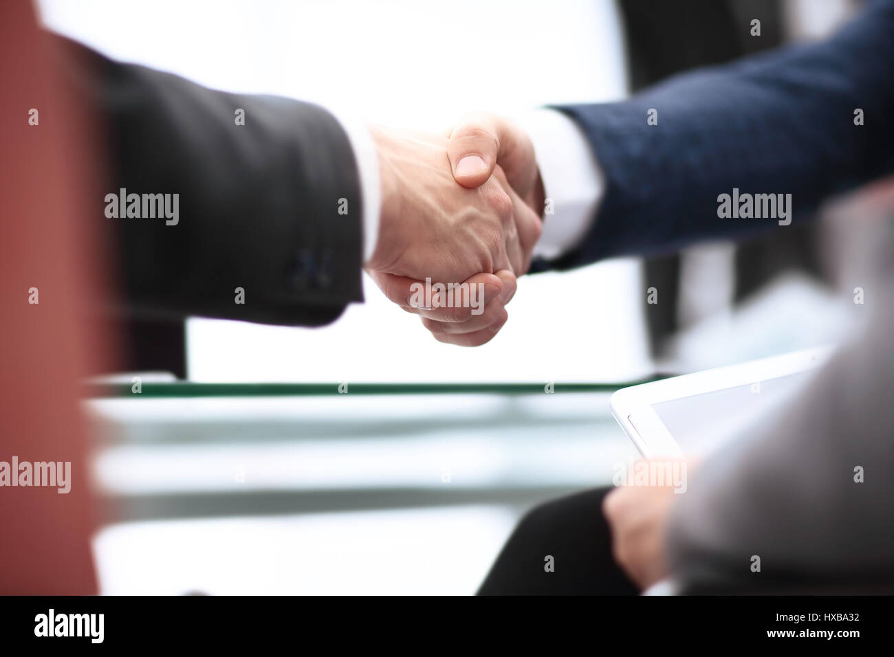 Close up view of business partnership handshake concept.Photo of two ...