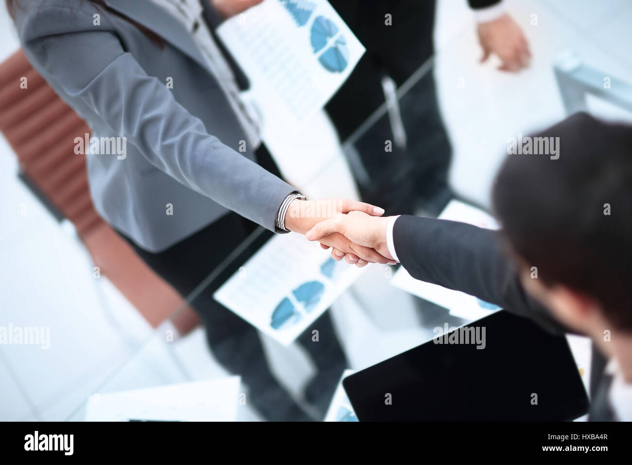 Close up view of business partnership handshake concept.Photo of two ...